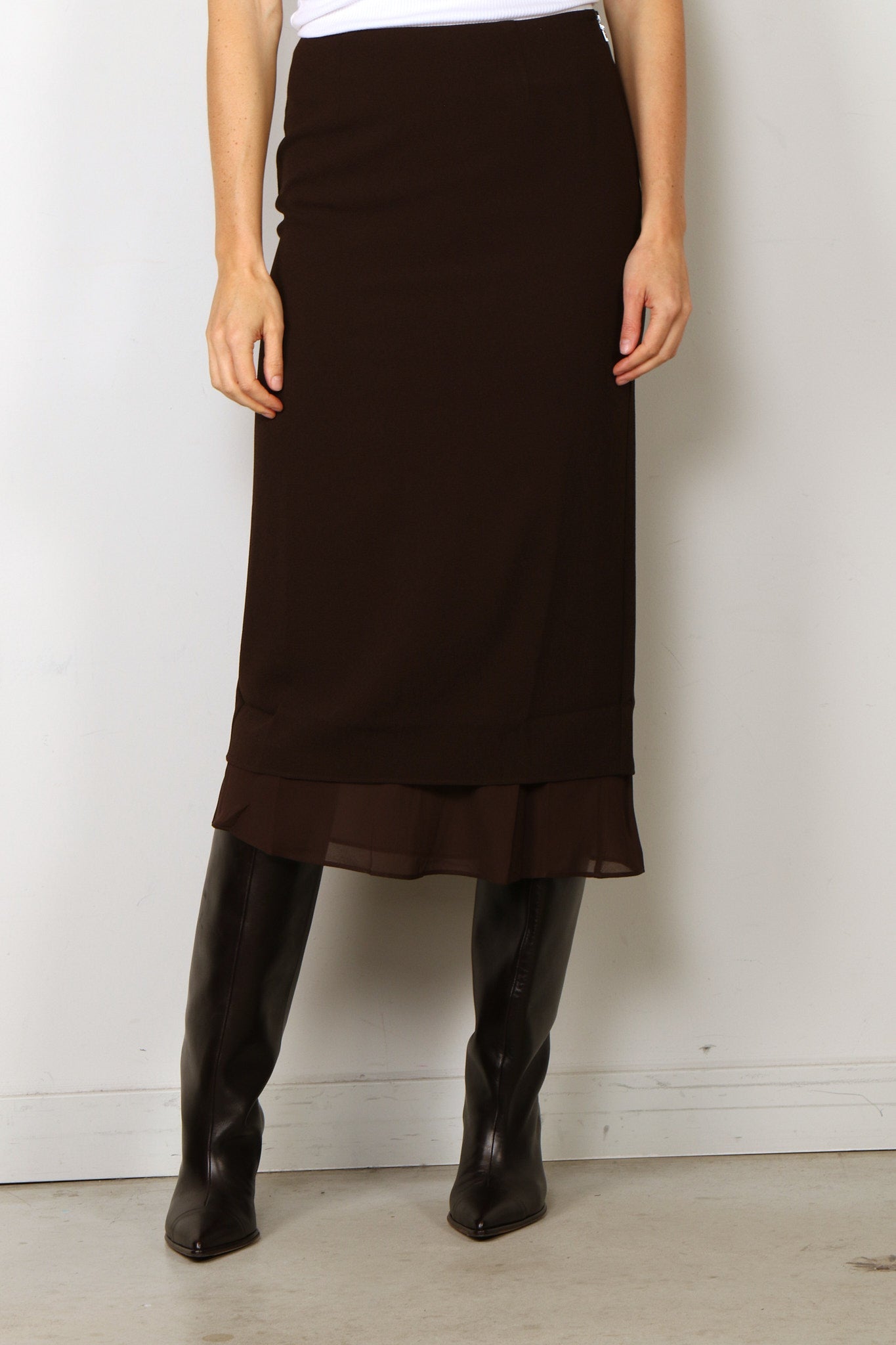 Shop Rotate - Rok - Midi Skirt W/ Two Layers - Molé - BYLOTTE